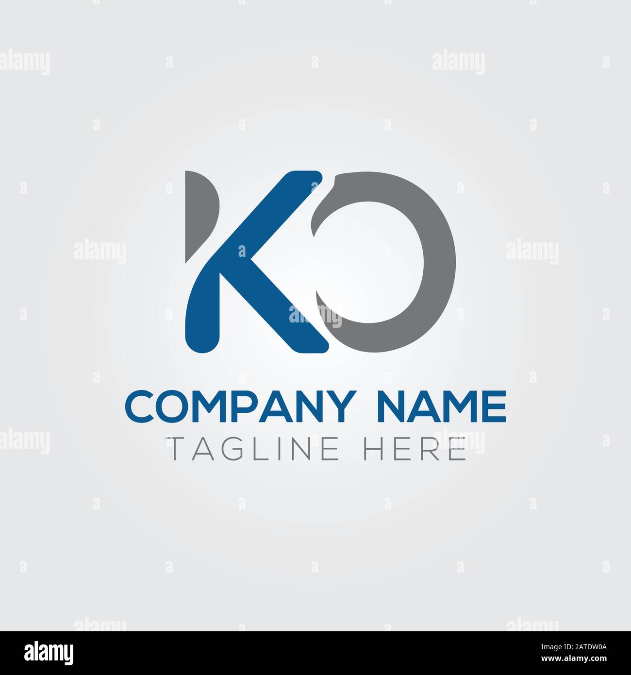 Vektor-Vorlage für Design des ersten Alphabets KO-Logos. Abstraktes ...