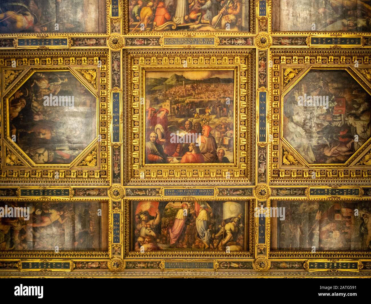 Deckengemälde des Salone dei Cinquecento, Palazzo Vecchio, Florenz ...