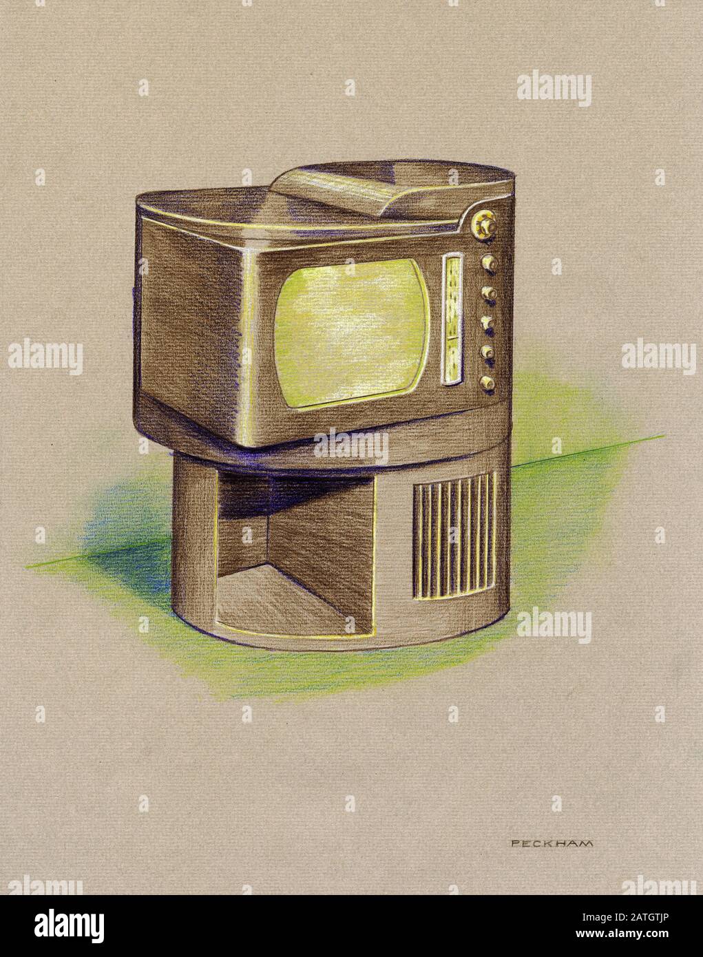 1945 TV Television Prototype Design Drawing von PECKHAM. Erst nach dem ...