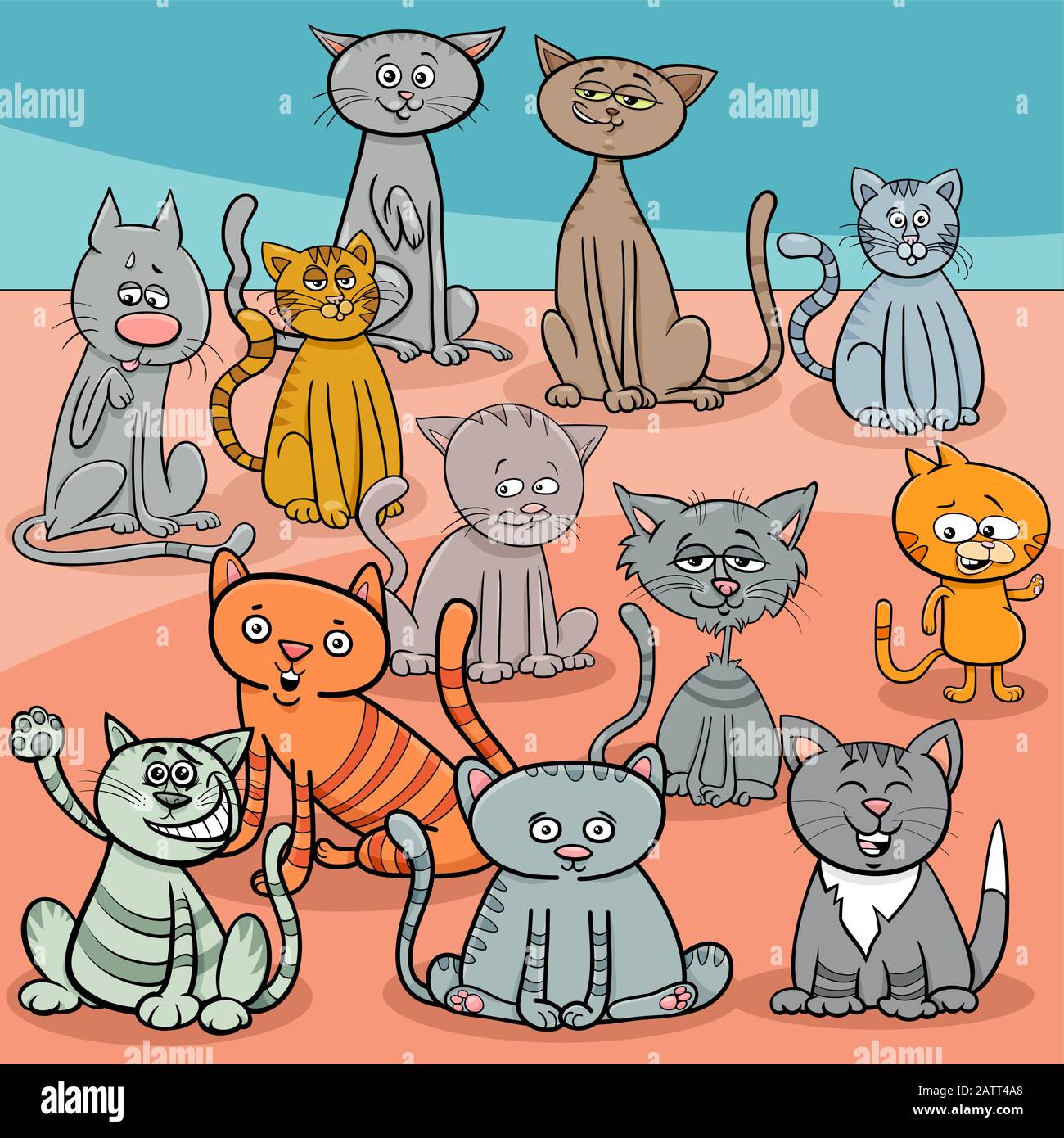 Cute kittens group cartoon illustration Stock-Vektorgrafiken kaufen - Alamy