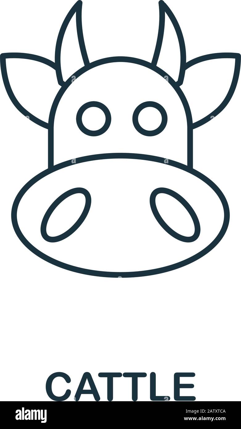 Rindersymbol. Dünnes Linienformelement aus der Sammlung der Farm ...