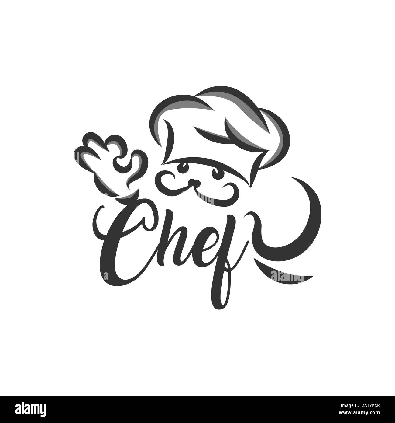 Logo des Küchenchefs. Beschriftung Mit Handbeschriftung mit einem Koch ...