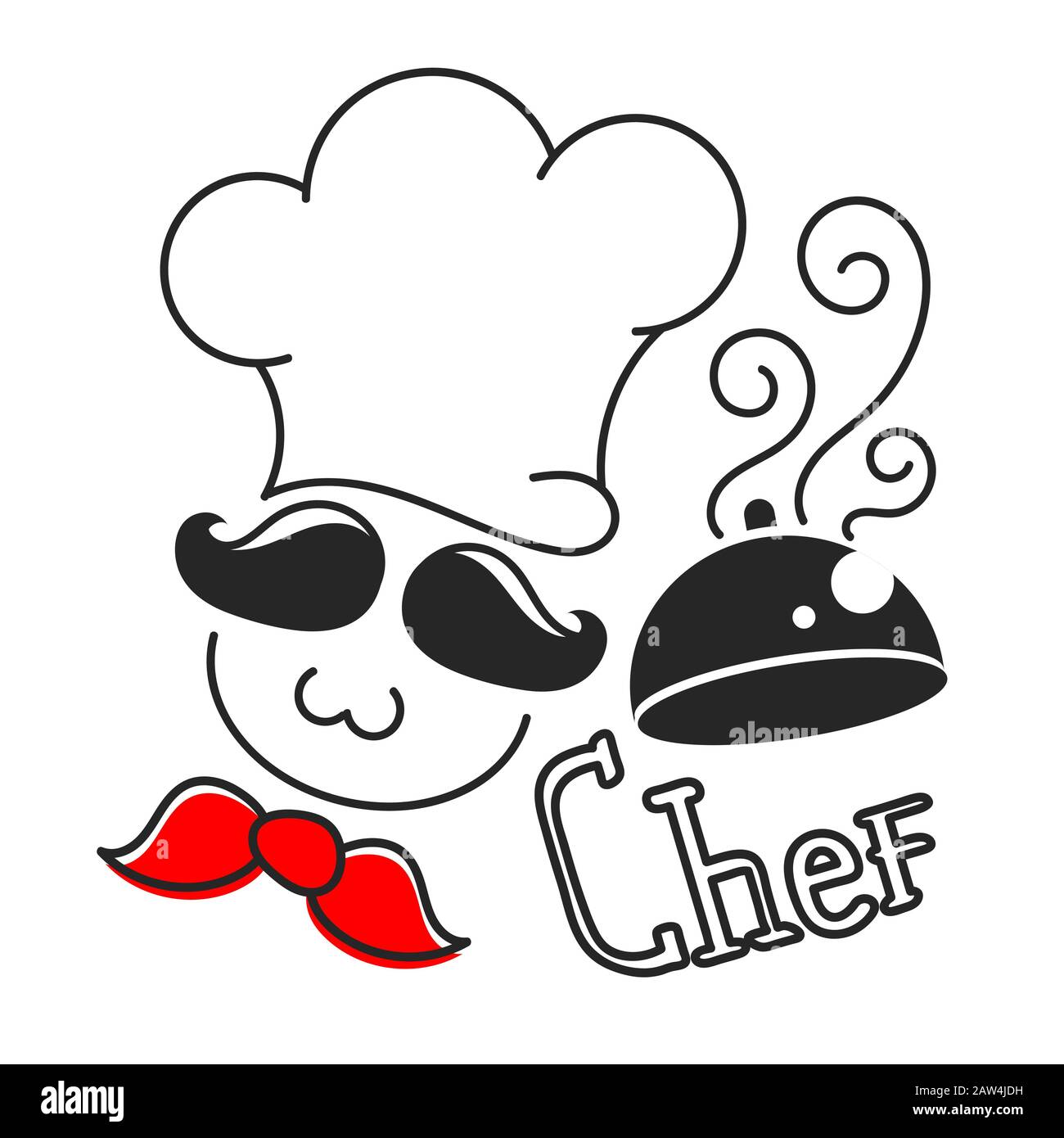 Chefkoch Monochrome Logo Für Cafés, Restaurants, Vector Illustration ...