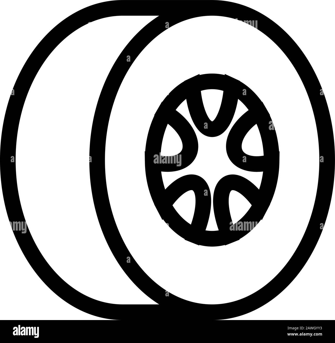 Vektor des Reifensymbols. Isolierte Darstellung des Kontursymbols Stock ...