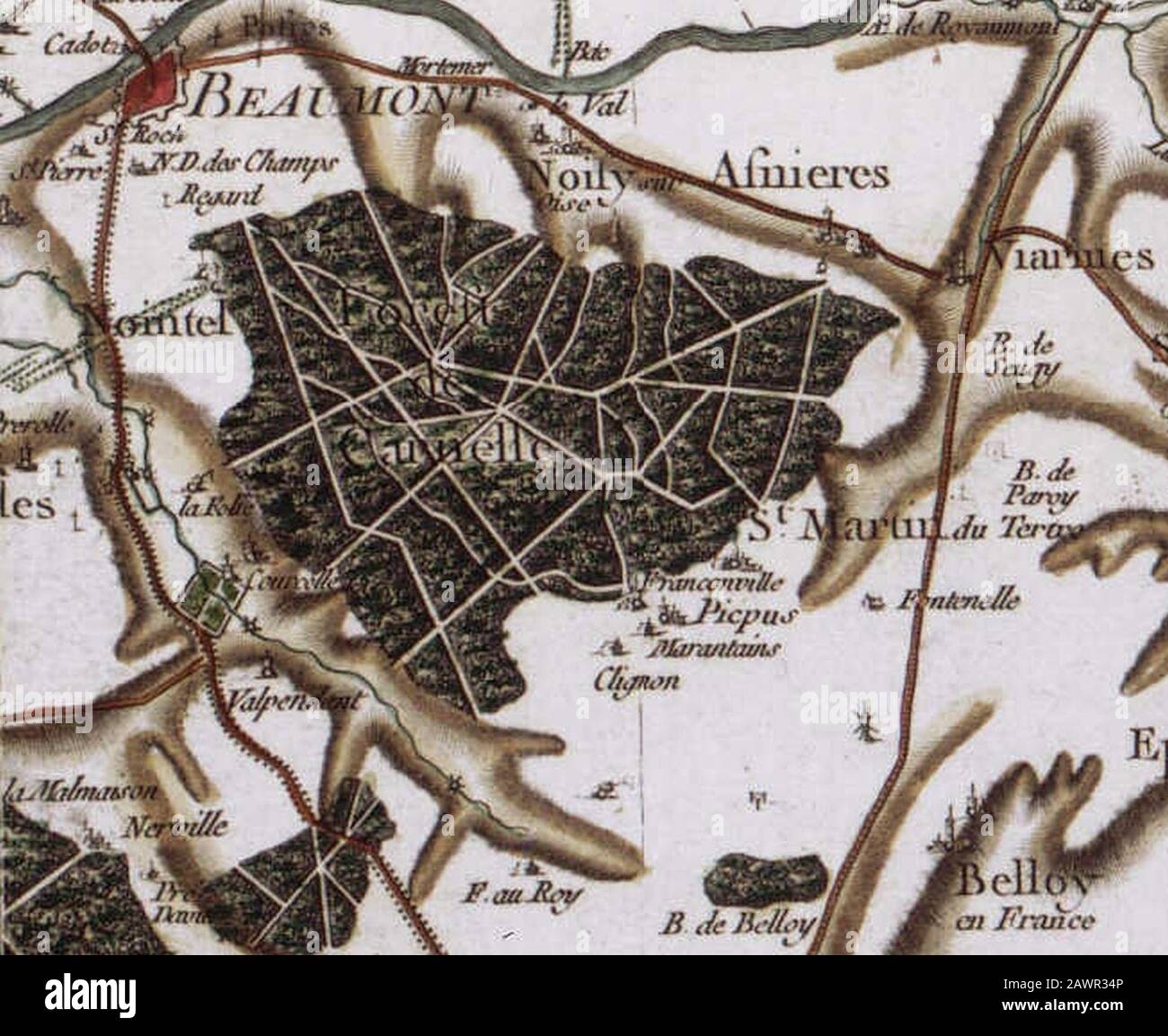 Forêt de Carnelle-Carte de Cassini1 Stockfotografie - Alamy