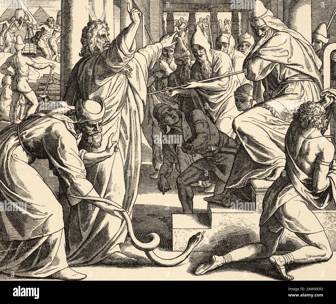 Exodus. Der Stab des Moses wird zur Schlange vor dem pharao von Ägypten. Heilige biblische ...
