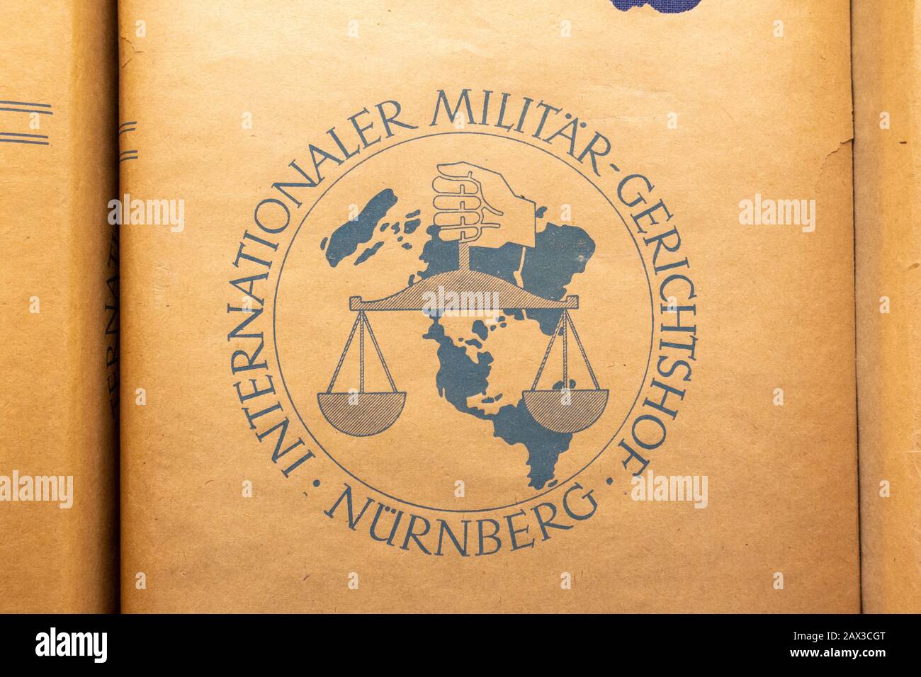 Logo der Nürnberger Prozesse auf Probeabschriften im ...