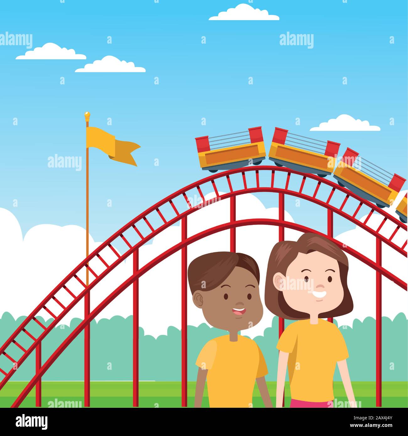 Achterbahn cartoon Stock-Vektorgrafiken kaufen - Alamy