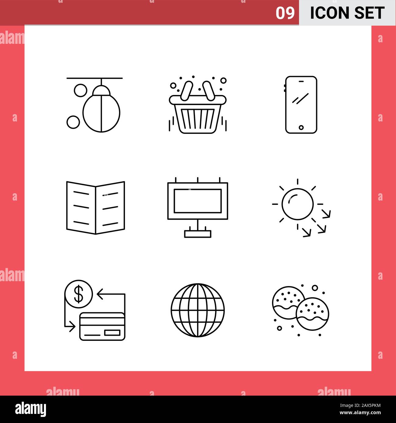 9 Symbol Linienstil Gliederungssymbole auf weißem Hintergrund packen ...