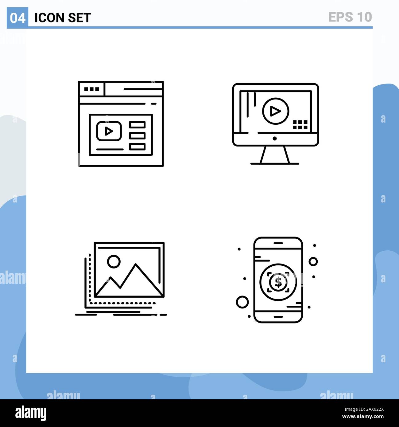 Moderne 4-Zeilige Symbole. Gliederungssymbole für die allgemeine ...