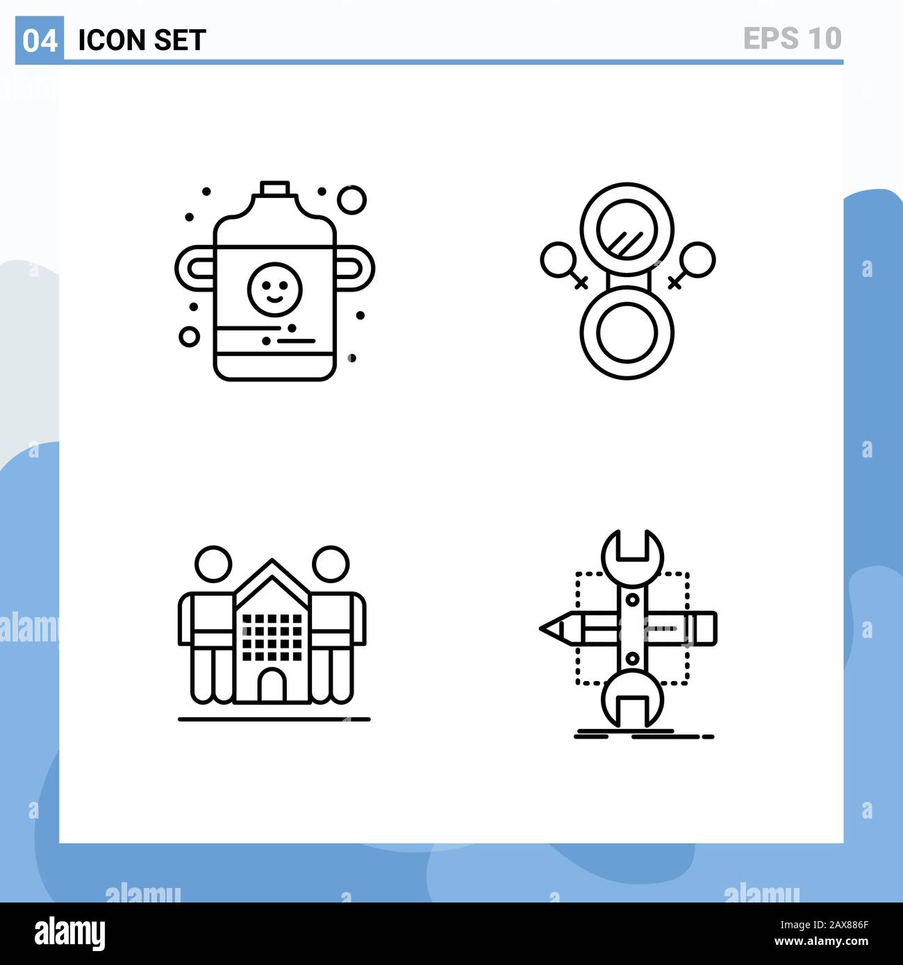 Moderne 4-Zeilige Symbole. Gliederungssymbole für die allgemeine ...