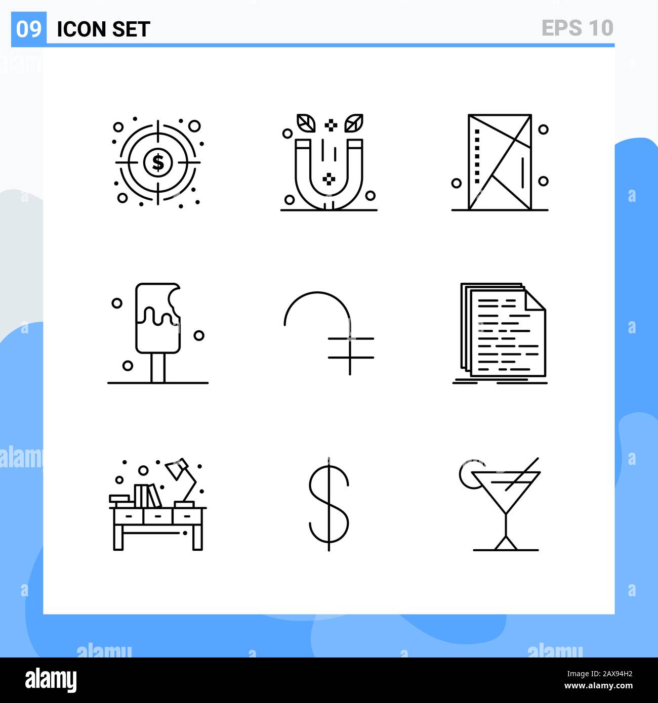 Moderne 9-Zeilige Symbole. Gliederungssymbole für die allgemeine ...