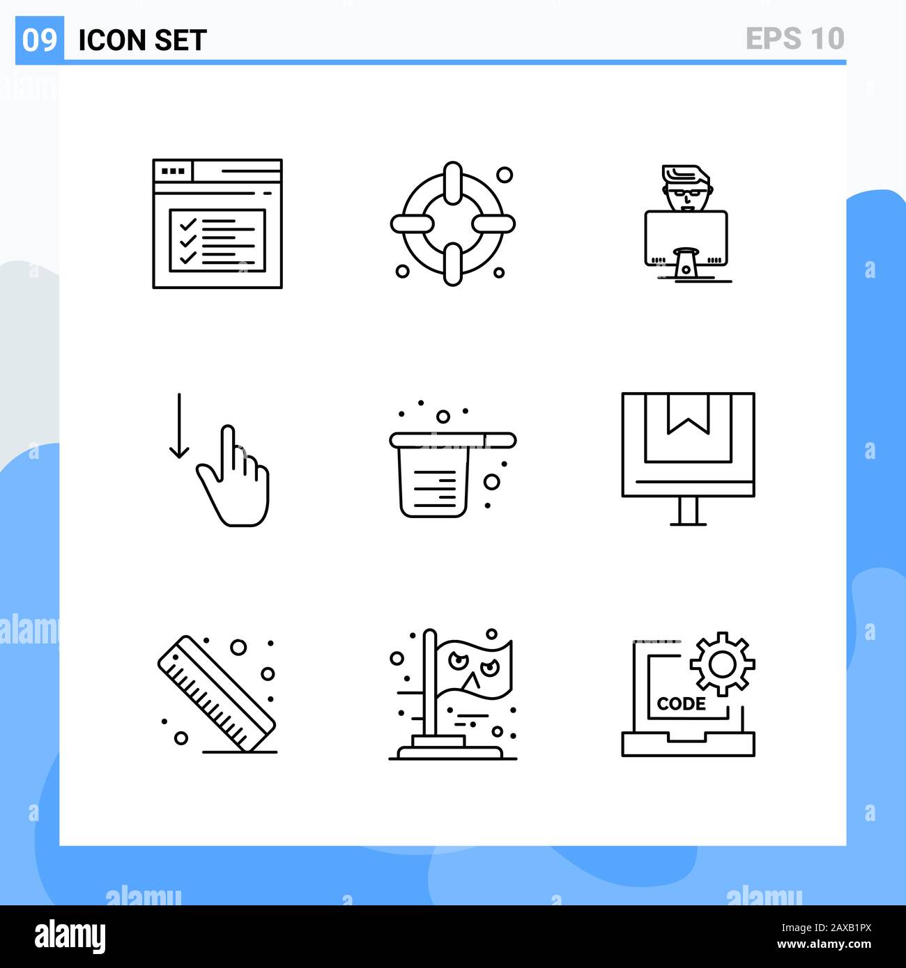 Moderne 9-Zeilige Symbole. Gliederungssymbole für die allgemeine ...