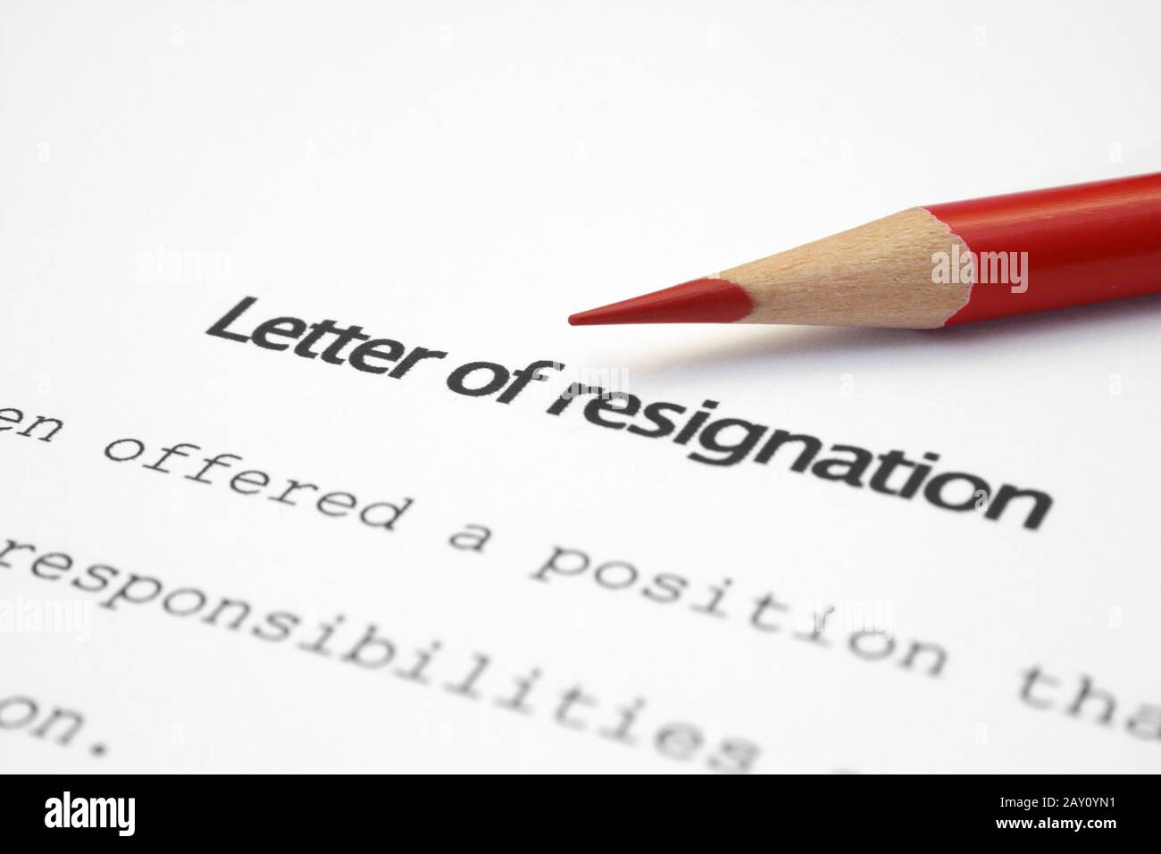 Resignation letter -Fotos und -Bildmaterial in hoher Auflösung – Alamy