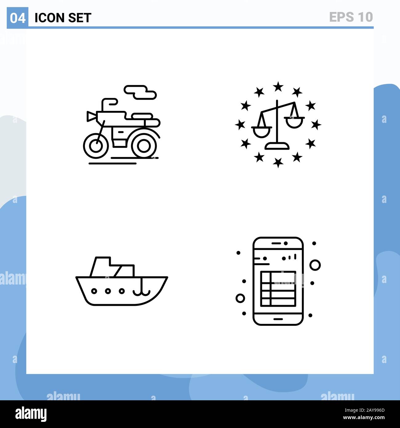 Moderne 4-Zeilige Symbole. Gliederungssymbole für die allgemeine ...