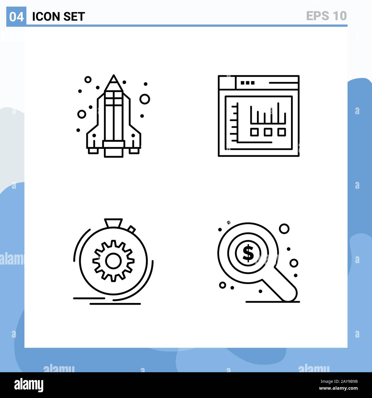 Moderne 4-Zeilige Symbole. Gliederungssymbole für die allgemeine ...