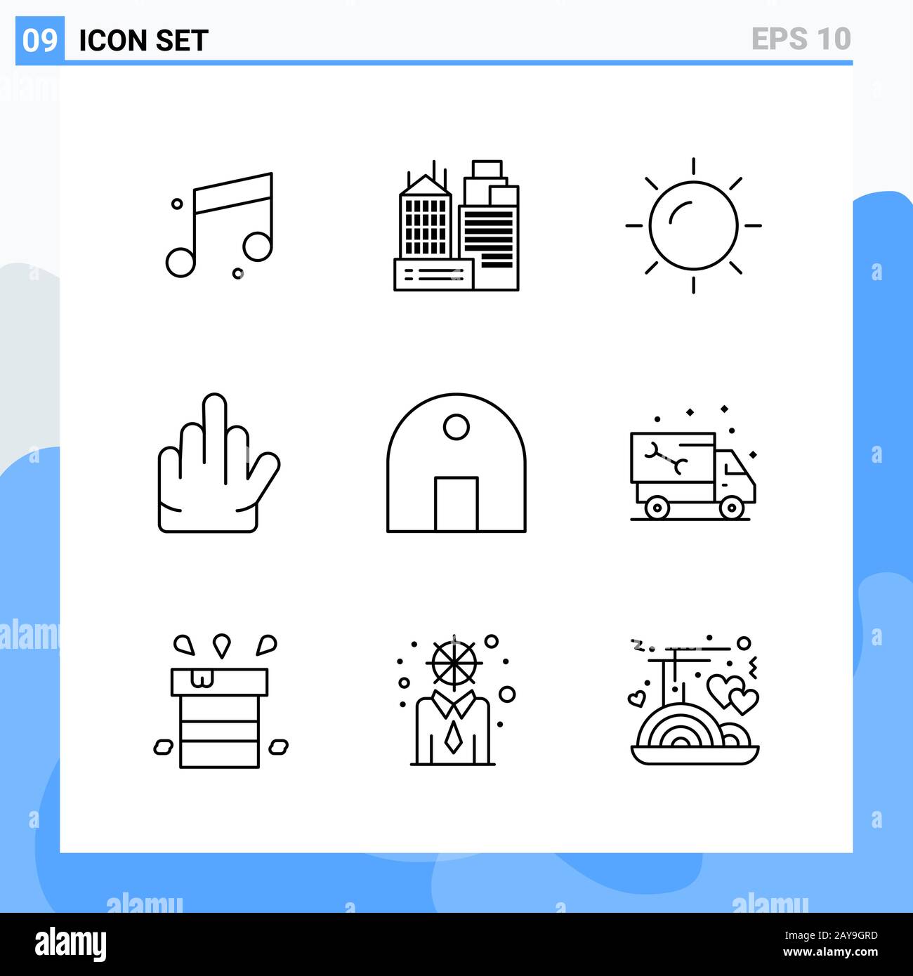Moderne 9-Zeilige Symbole. Gliederungssymbole für die allgemeine ...