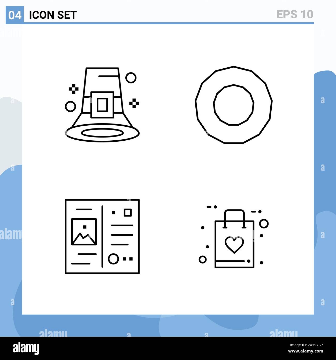 Moderne 4-Zeilige Symbole. Gliederungssymbole für die allgemeine ...