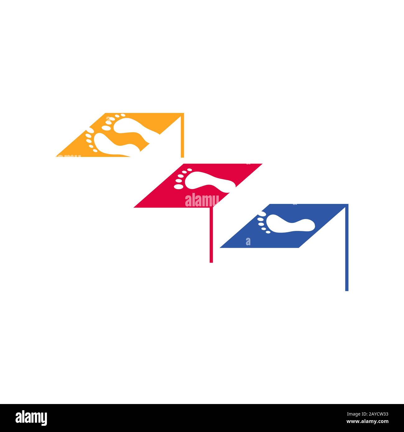 Schritt für Erfolg Logo Design Fußabdruck auf Treppe Zeichen Vektor ...