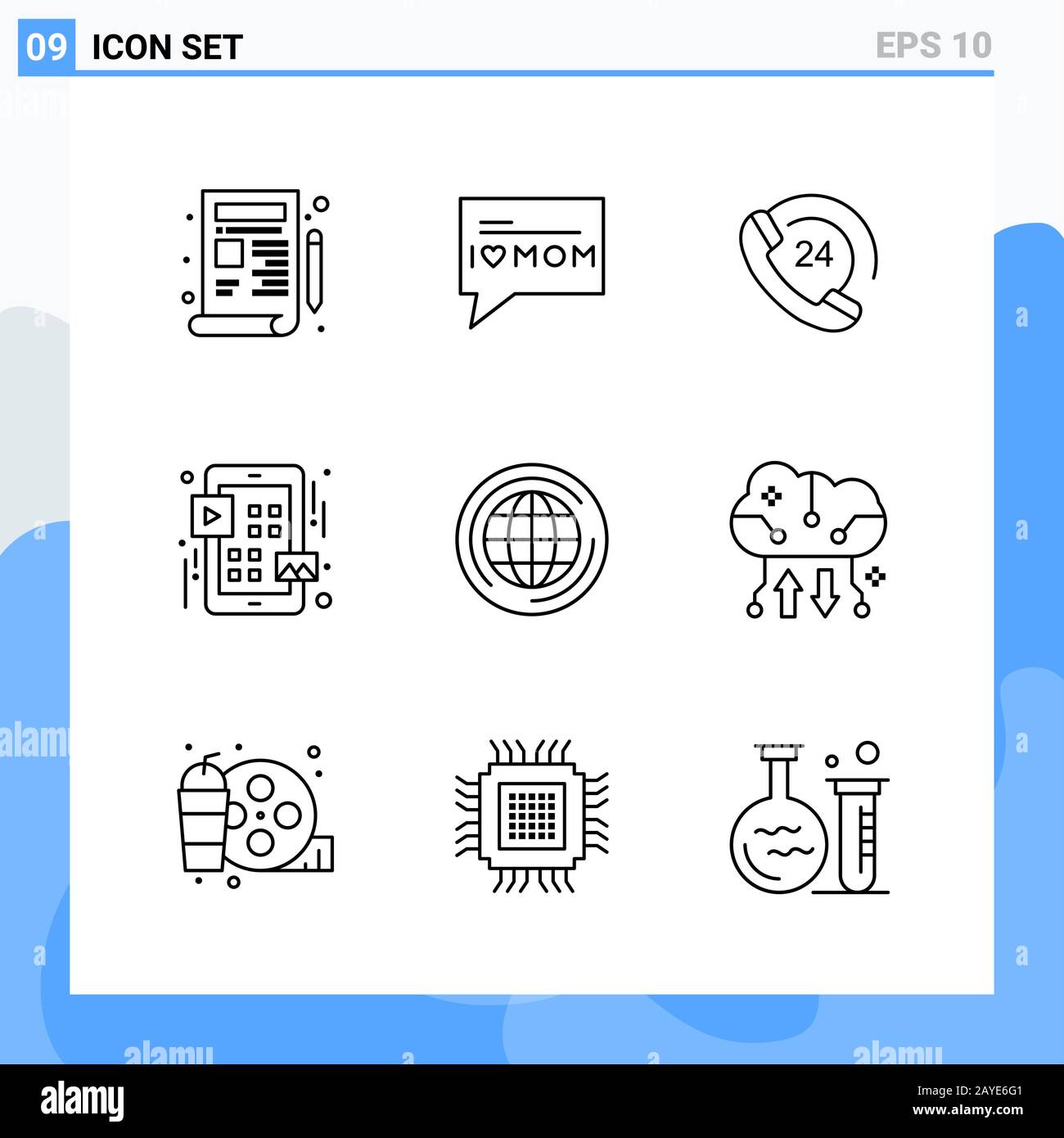 Moderne 9-Zeilige Symbole. Gliederungssymbole für die allgemeine ...