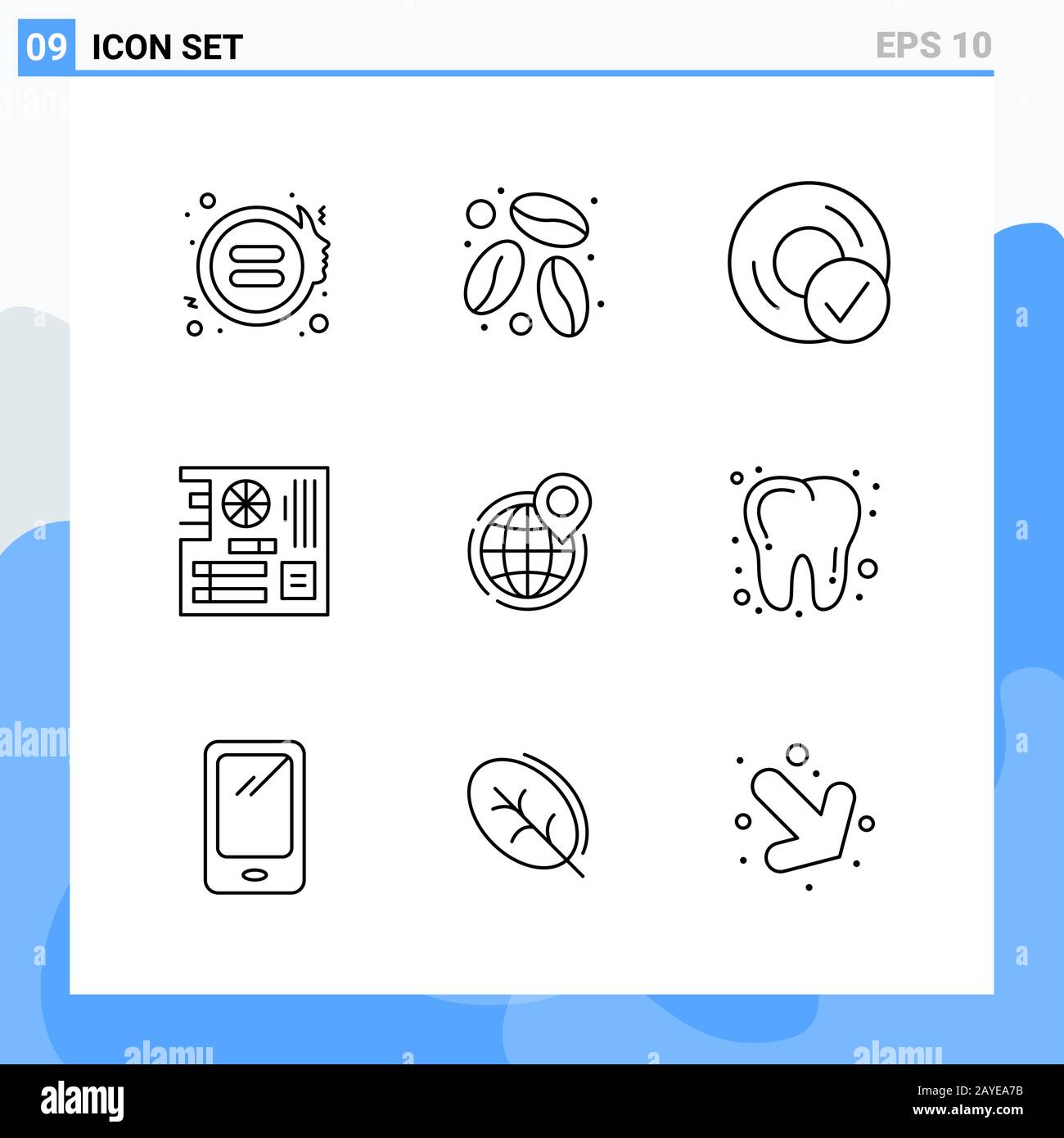 Moderne 9-Zeilige Symbole. Gliederungssymbole für die allgemeine ...