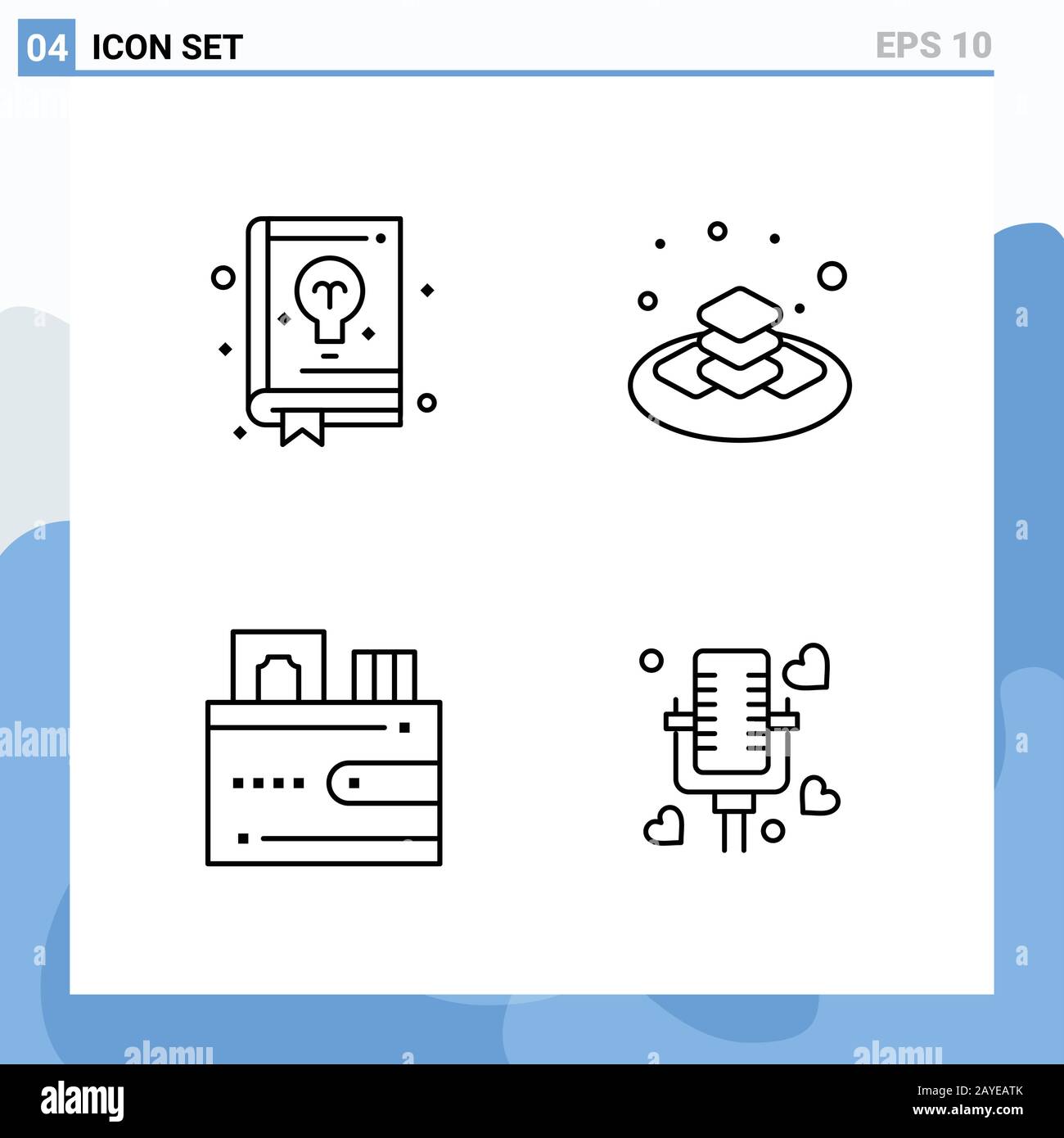 Moderne 4-Zeilige Symbole. Gliederungssymbole für die allgemeine ...