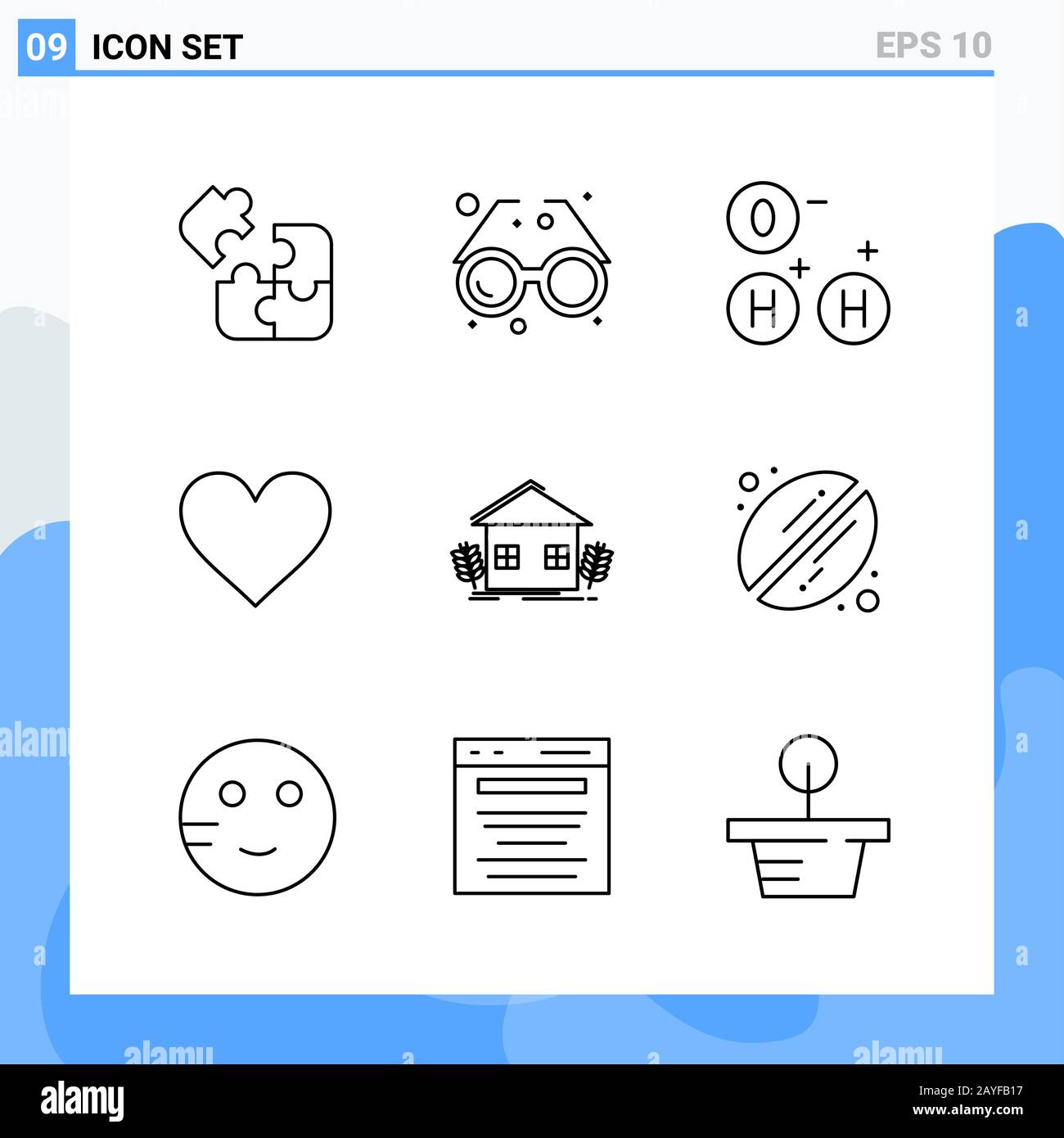 Moderne 9-Zeilige Symbole. Gliederungssymbole für die allgemeine ...