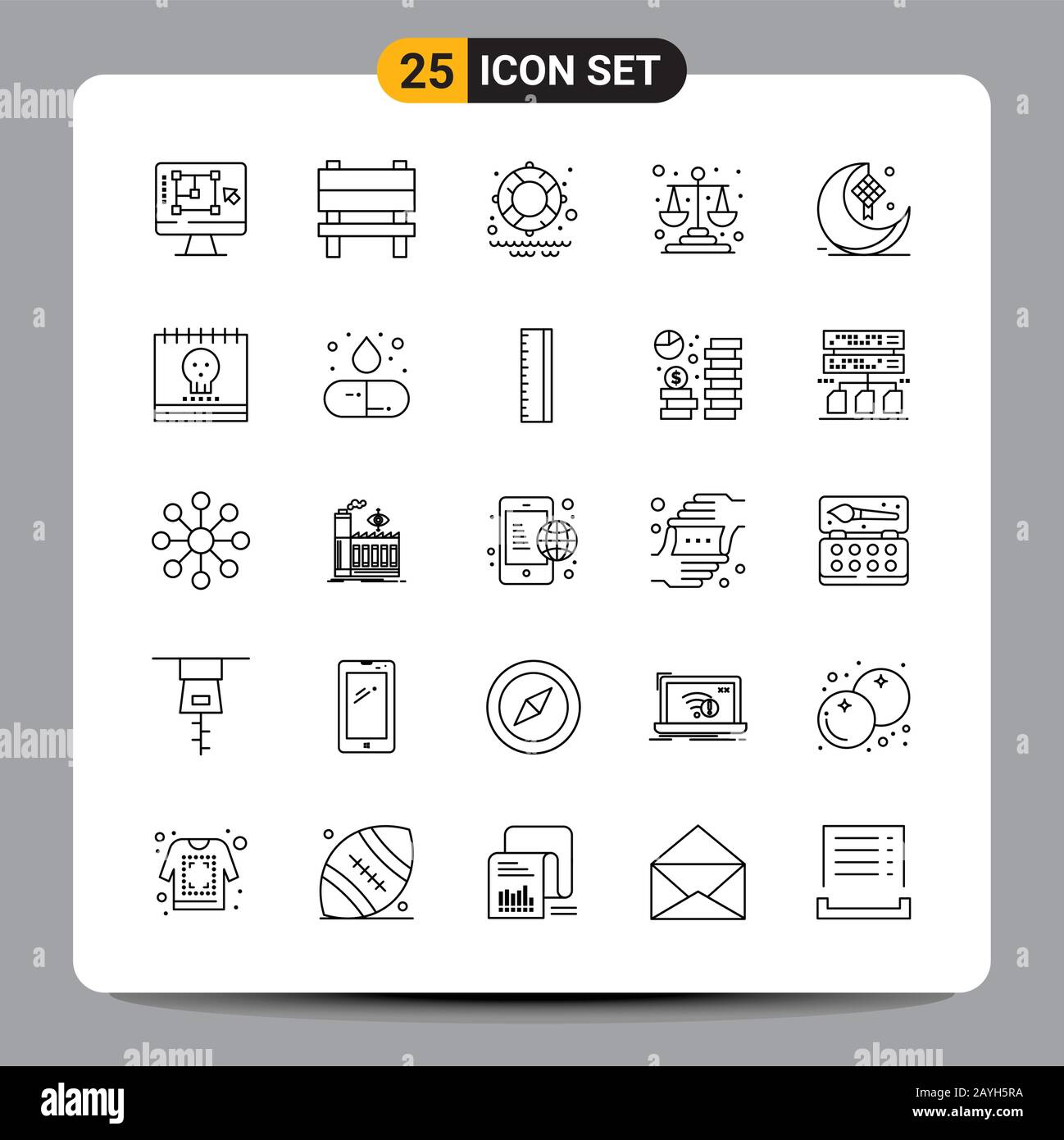 25 Black Icon Pack Umrisse Symbole Zeichen für Reaktionsfreudige ...