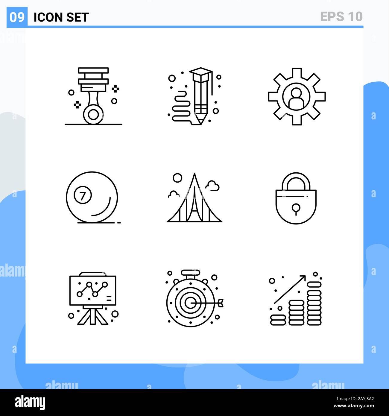 Moderne 9-Zeilige Symbole. Gliederungssymbole für die allgemeine ...