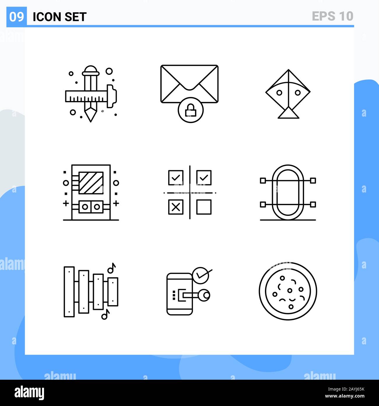 Moderne 9-Zeilige Symbole. Gliederungssymbole für die allgemeine ...