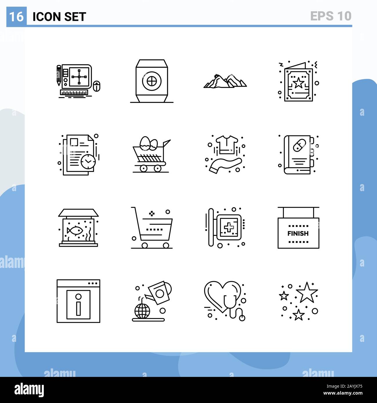 Moderne Symbole im 16-Zeiligen Stil. Gliederungssymbole für die ...