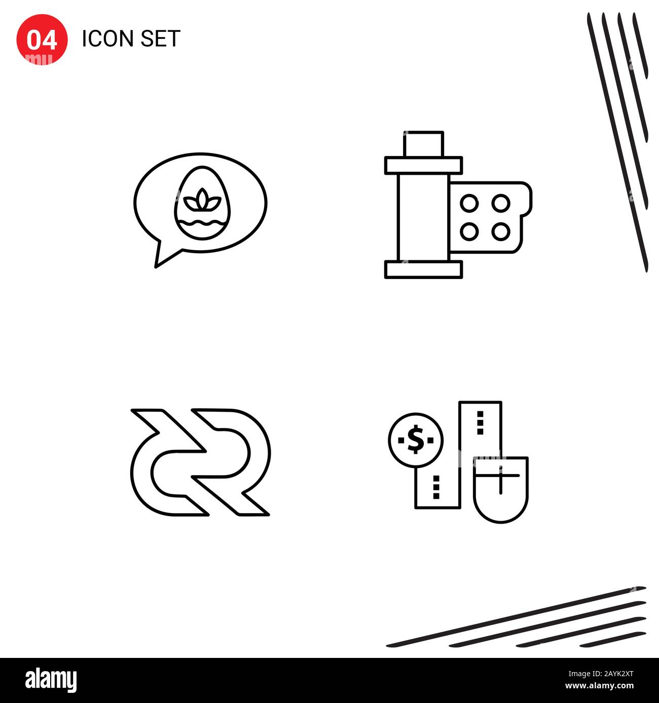 Sammlung von 4 Vektorsymbolen im Linienformat. Pixle Perfekte ...