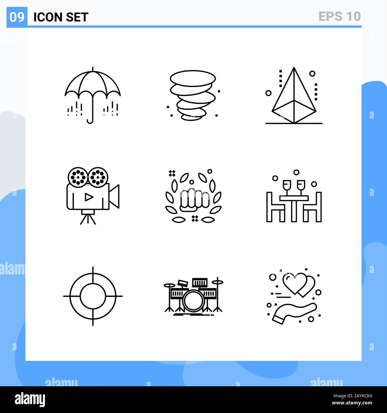 Moderne 9-Zeilige Symbole. Gliederungssymbole für die allgemeine ...