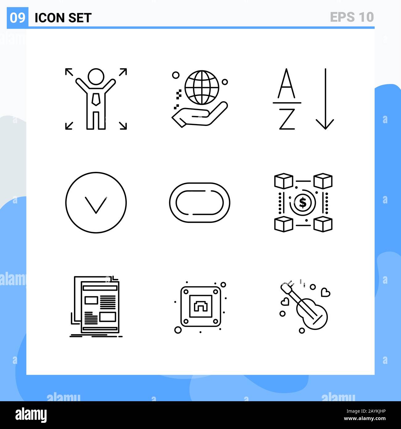 Moderne 9-Zeilige Symbole. Gliederungssymbole für die allgemeine ...