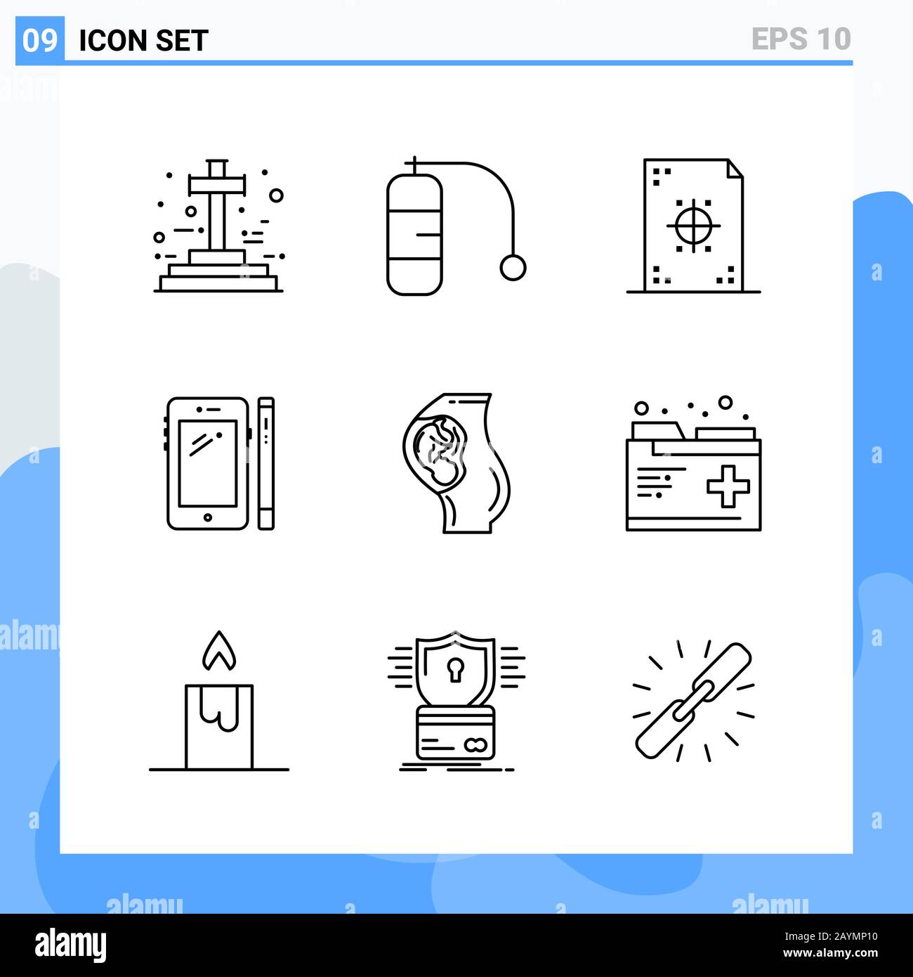 Moderne 9-Zeilige Symbole. Gliederungssymbole für die allgemeine ...