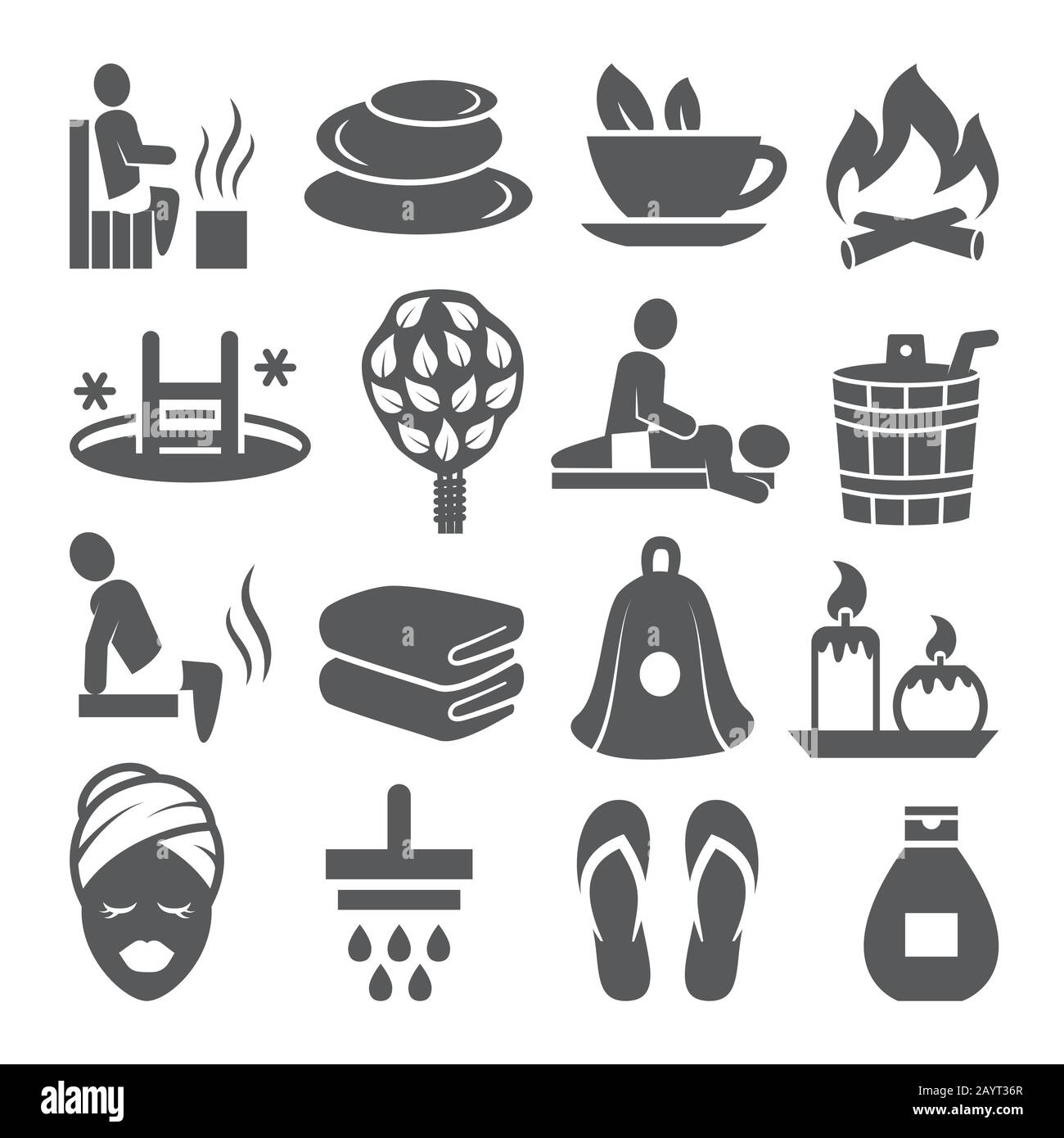 Sauna Symbole auf weißem Hintergrund Stock-Vektorgrafik - Alamy