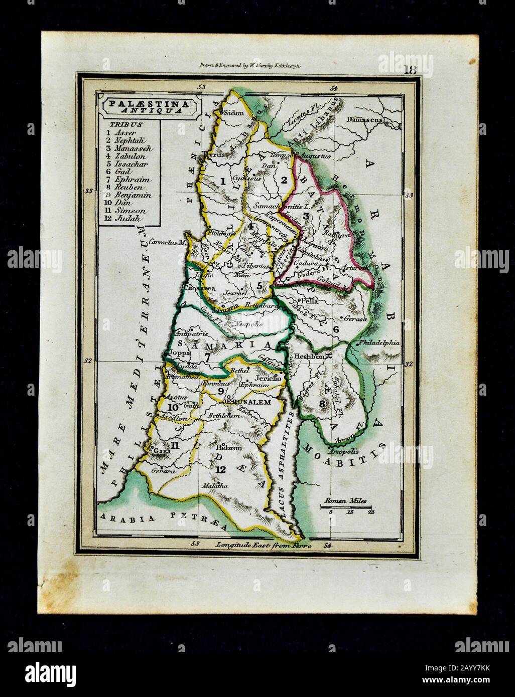 1832 Murphy-Karte Heiliges Land Palaestina Antiqua Altes Palästina ...