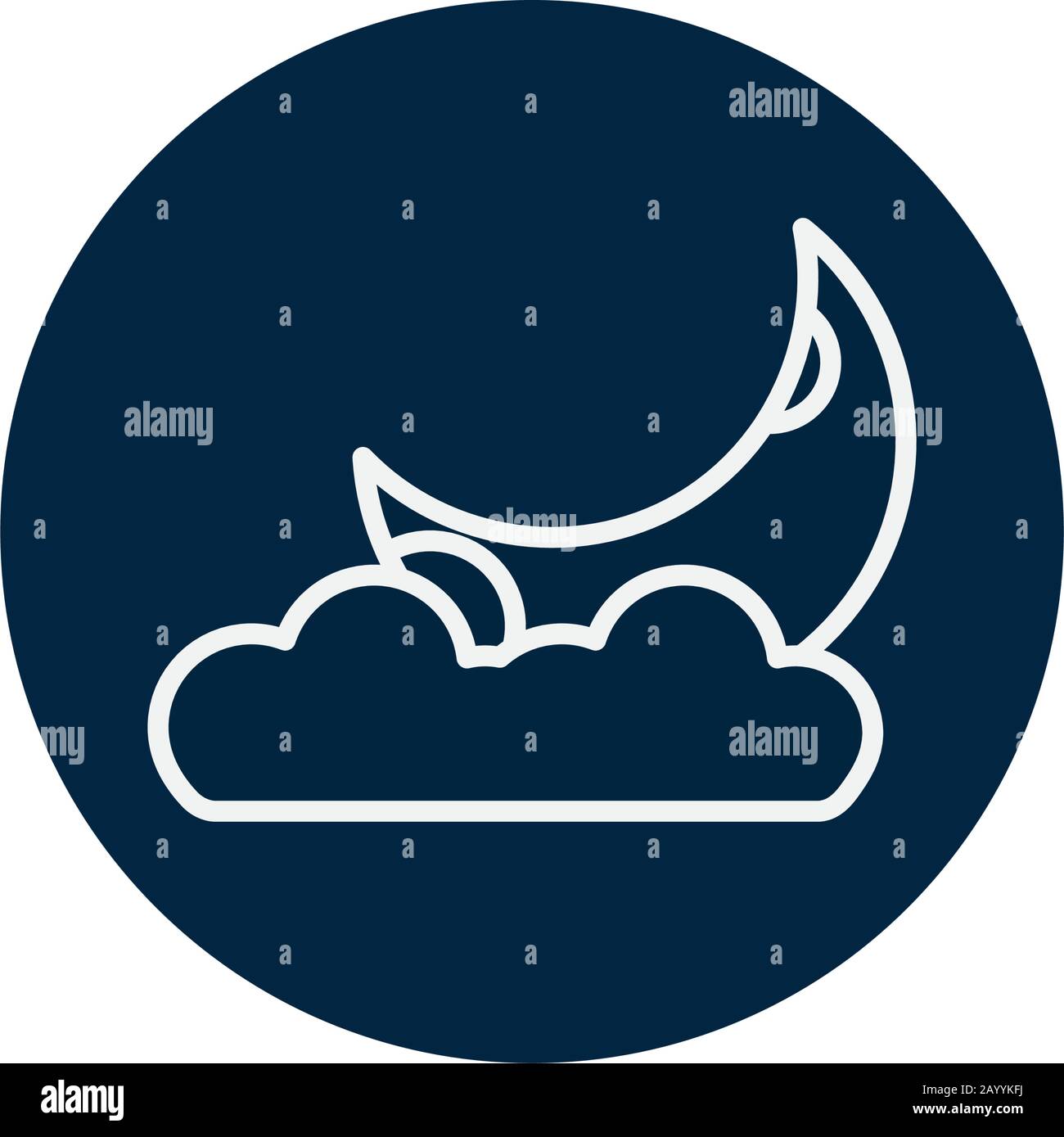 Mond- und Wolkenlinie Block-Symbol des Weltraums futuristischer Kosmos ...