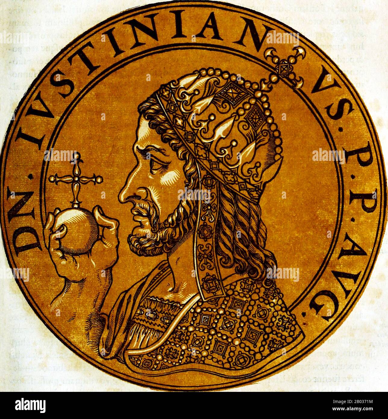 Justinian I. (482-565), auch Justinian der Große oder der heilige ...