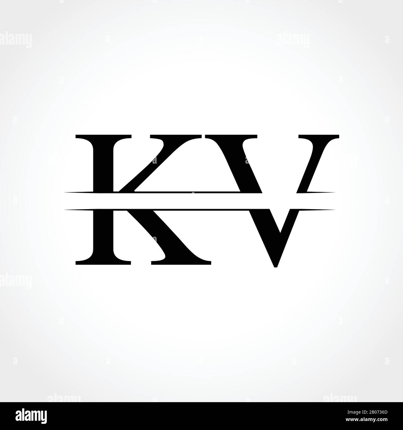 Vektor-Darstellung des ersten KV-Buchstaben-Logos. Abstrakter Buchstabe ...
