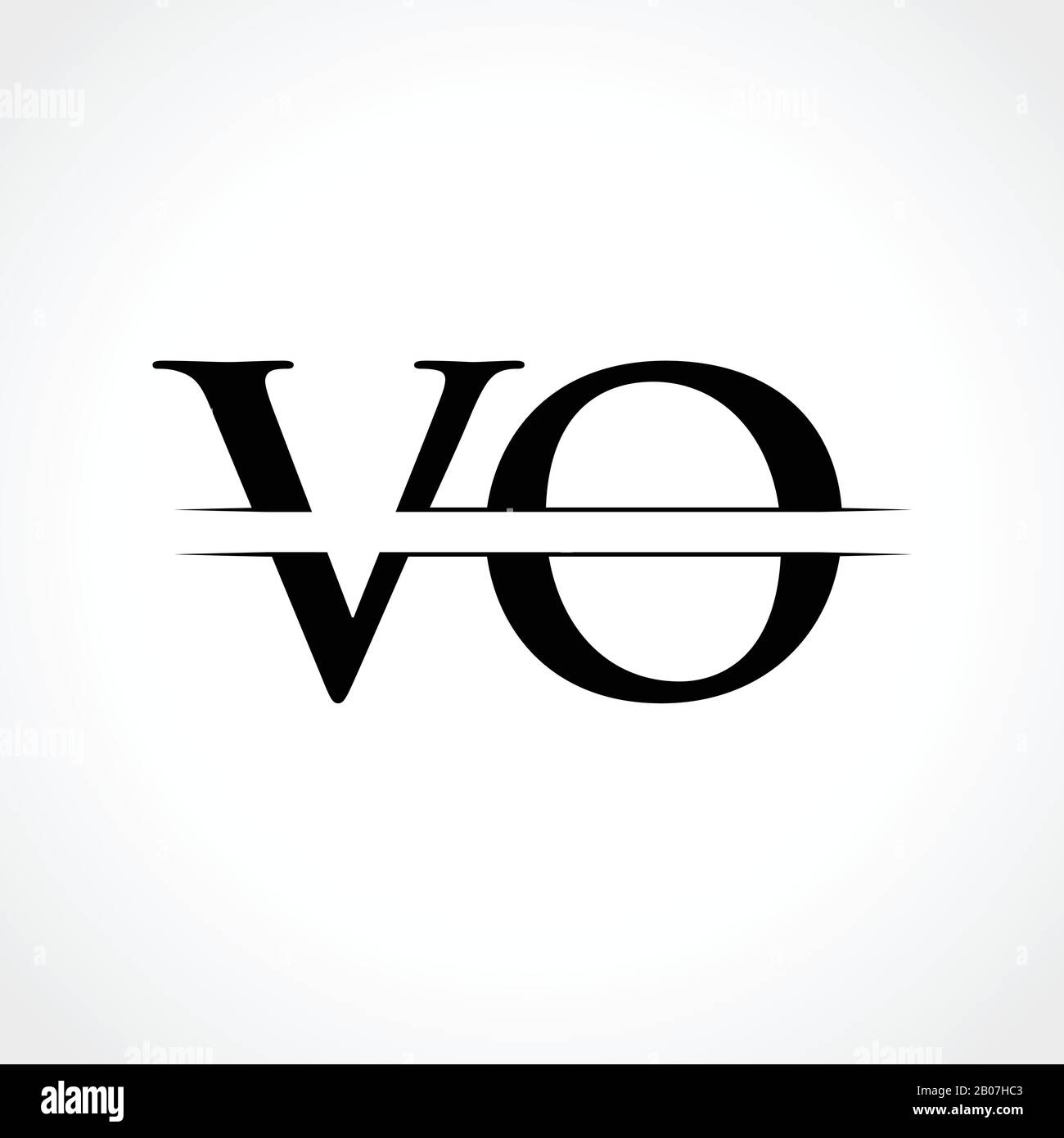 Vektor-Vorlage für Creative Letter VO-Logo Mit schwarzer Farbe. VO Logo ...