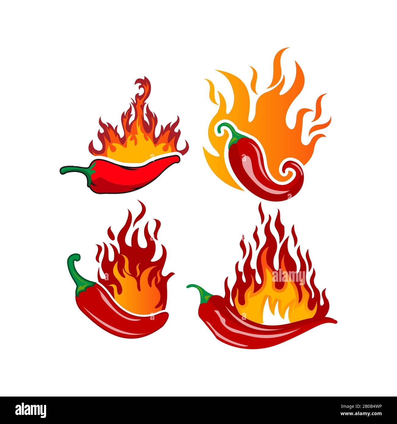 Chili Icon Set Logo Designs Konzept Vector, Fire Chili Logo Symbol ...