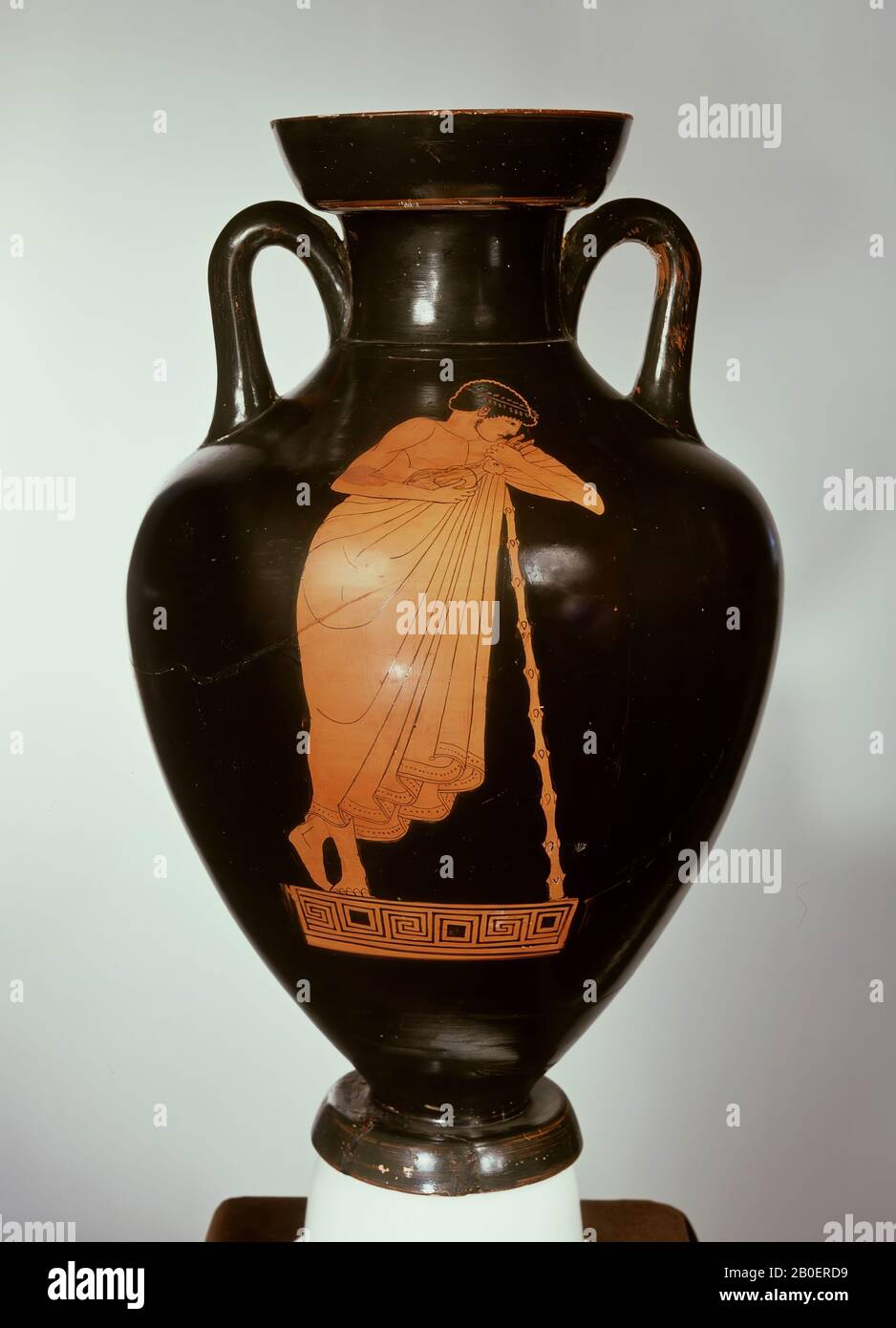 Attische rotfigurige panathenäische Amphore. A. Satyr mit Barbiton ...