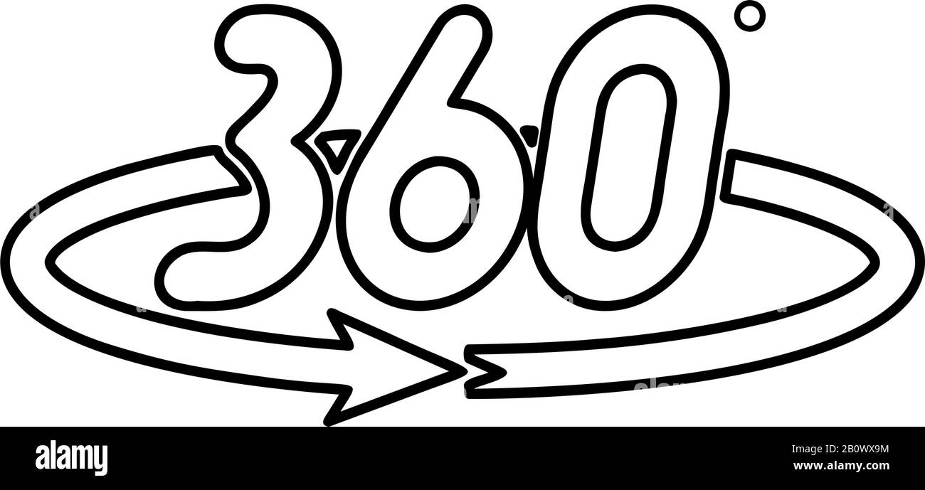 360-Grad-Drehpfeil-Konzept Vollansicht Symbol Umriss schwarze ...