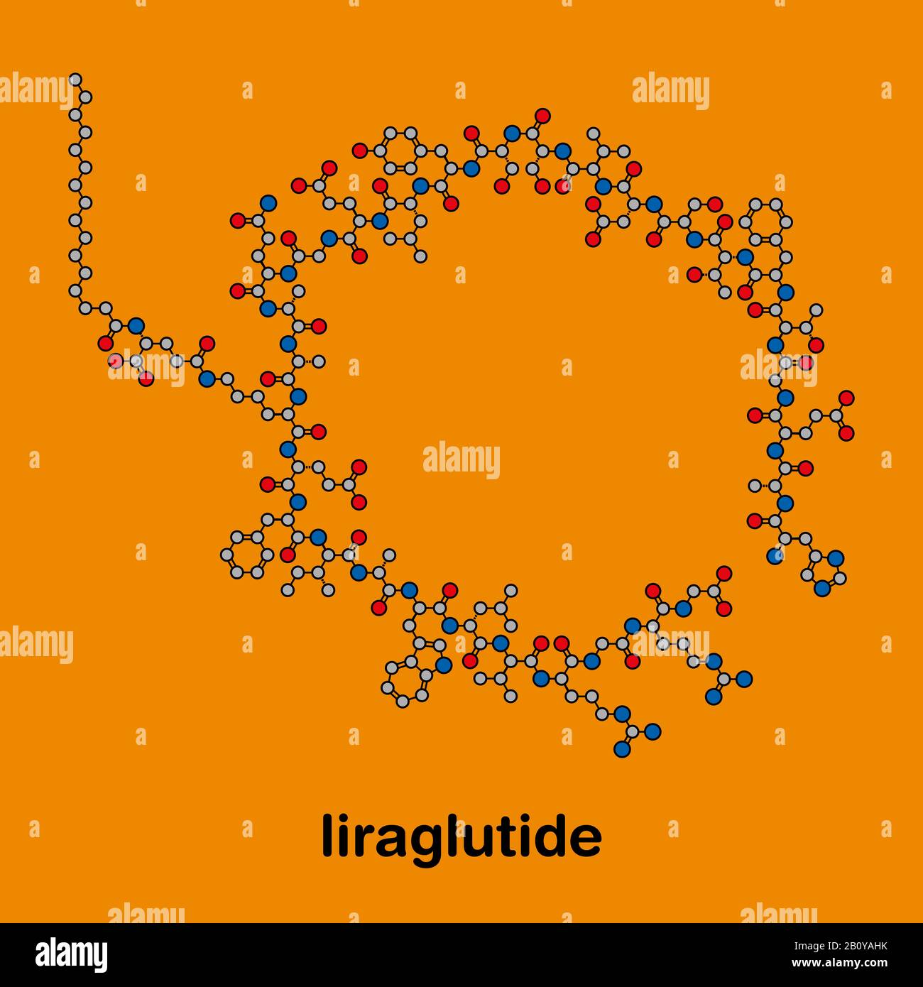 Liraglutid-Diabetes und Fettleibigkeit - Wirkstoffmolekül, Abbildung ...