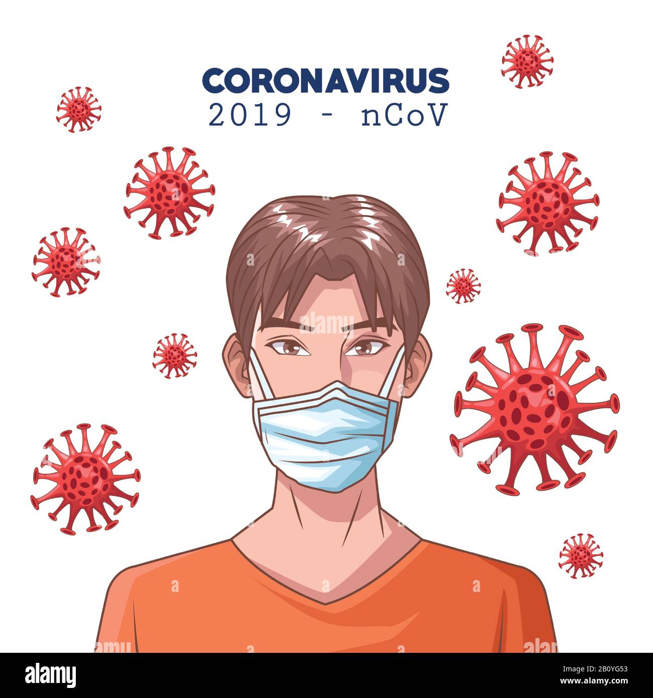 Infografik über Coronavirus mit dem Menschen mit Maske Stock ...