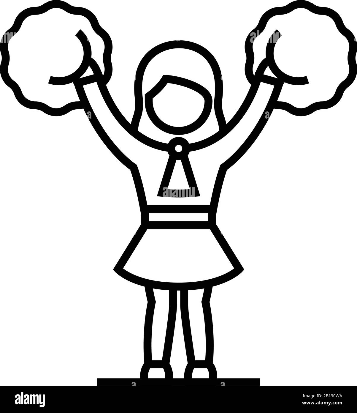 Cheerleading Line Icon, Concept Sign, Outline Vector Illustration ...