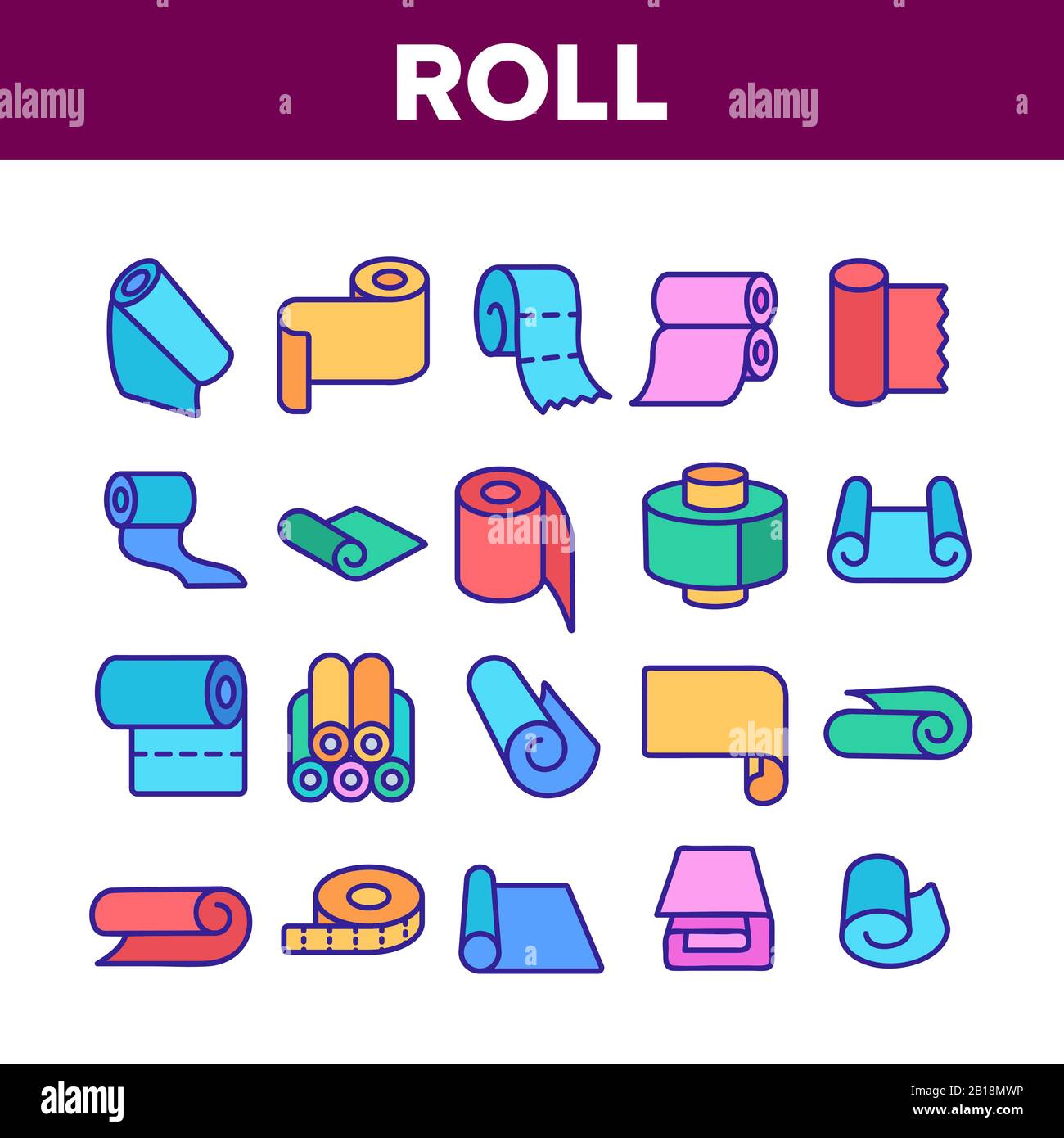 Symbole Für Die Materialsammlung Auf Rollen Und Rollen Setzen Den ...