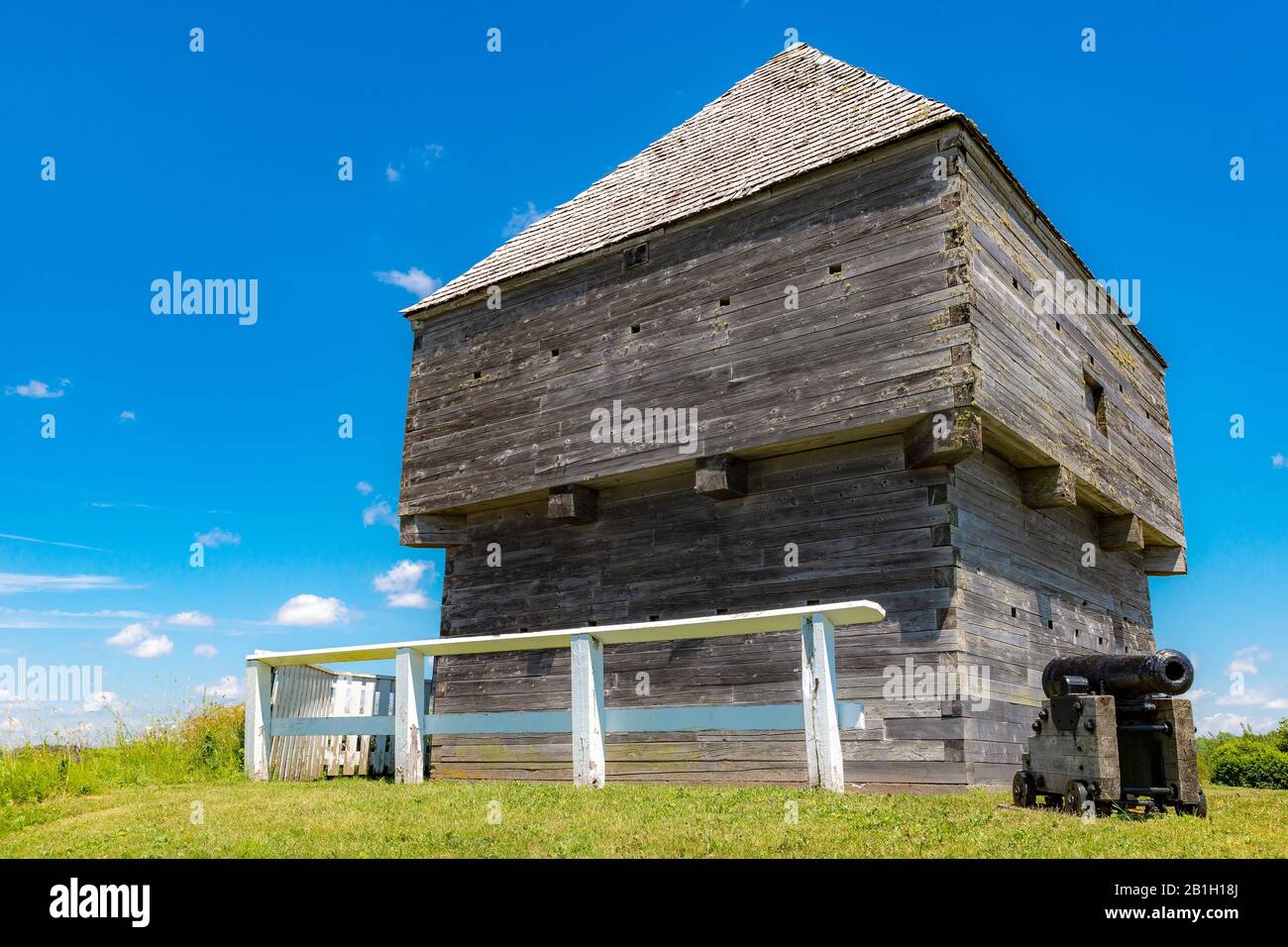 Das Blockhaus in Fort Howe in Saint John, New Brunswick, Kanada. Auf ...