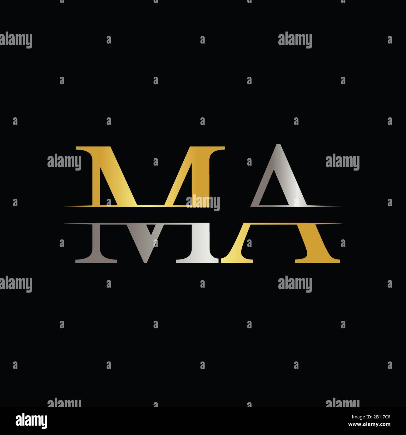 Erste MA schreiben Logo Design vector Template. Abstrakte Buchstaben MA ...